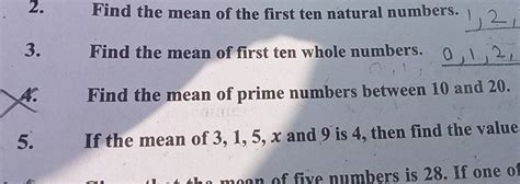 2 Find The Mean Of The First Ten Natural Numbers 123 Find The Mean O