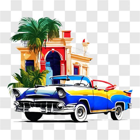 Download Vintage Car In Havana Cuba With Colorful Building And Palm