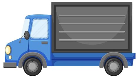만화 스타일의 배달 트럭 프리미엄 벡터