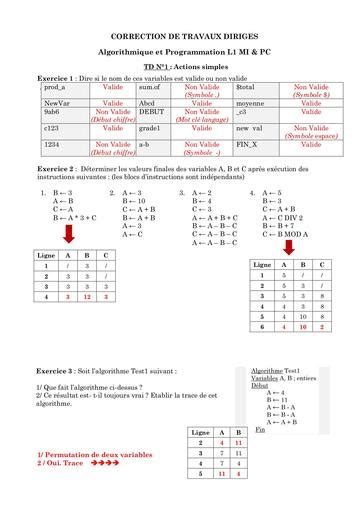 Correction Travaux Dirigés Algo Td1