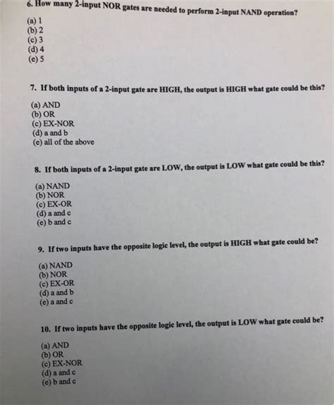 Solved 6 How Many 2 Input Nor Gates Are Needed To Perform