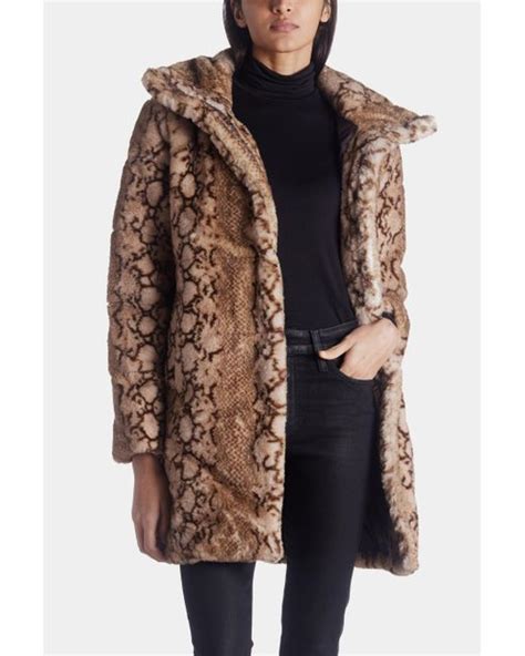 Nvlt Short Pile Faux Fur Python Print Puffer Jacket In Brown Lyst