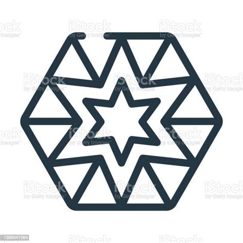 삼각형 의 별 장식 얇은 선 아이콘 형상 개념 격리 윤곽선 기호의 삼각형 장식 선형 아이콘 웹 디자인 및 앱에 대한 벡터 그림 기호 요소입니다 0명에 대한 스톡 벡터 아트