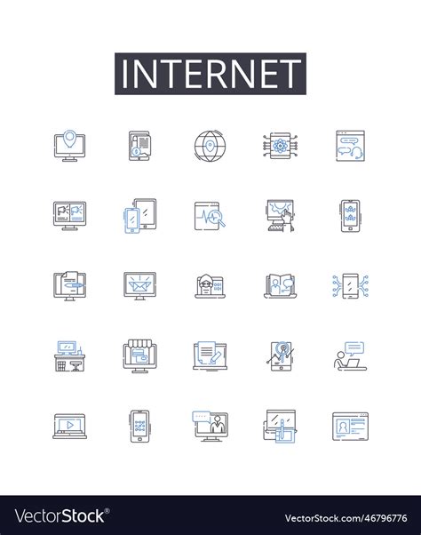 Internet Line Icons Collection World Wide Web Vector Image