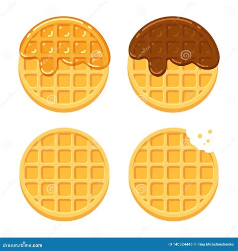 Round Waffles Set Cartoon Vector 76049657