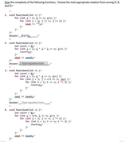 Solved Give The Complexity Of The Following Functions
