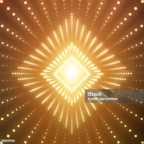 벡터 무한 마름모꼴 또는 사각형 터널 오렌지 배경에 조명탄을 빛나는 빛나는 포인트 터널 분야를 형성 한다 디자인에 대 한 추상 사이버 화려한 배경입니다 우아한 기하학적 배경