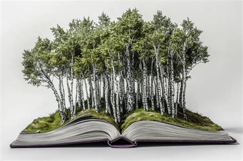 Book Transformed Into A Forest Landscape With Intricate Tree Details
