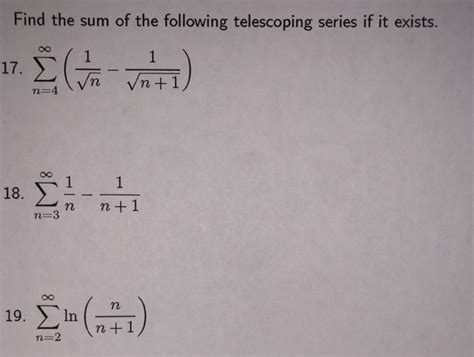 solved find the sum of the following telescoping series if