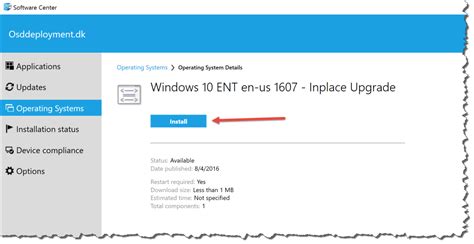 how to upgrade windows 10 1607 with sccm 1606 inplace task sequence