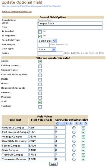 11 Optional Field Setup