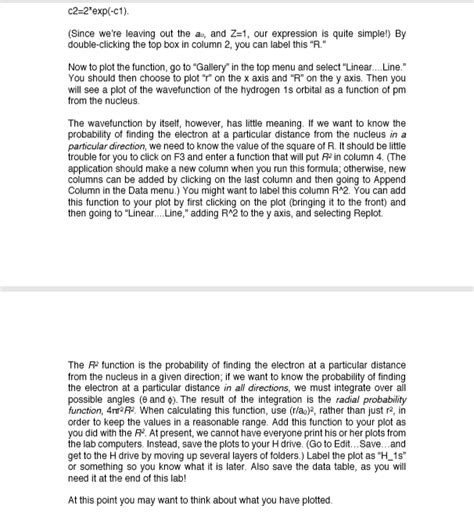 LAB PLOTTING RADIAL WAVEFUNCTIONS In This Lab You Chegg Com