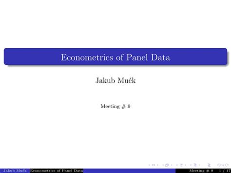 Econometrics Of Panel Data A Presentation Pdf