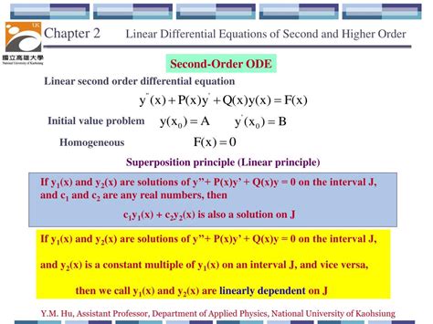 Ppt Chapter 2 Linear Differential Equations Of Second And Higher Order Powerpoint Presentation
