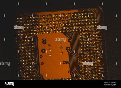 Processor Pins Macro Computer Motherboard Close Up Cpu Pins On A Circuit Board Micro Elements