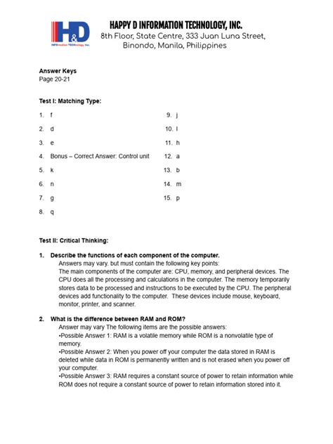 Unit1 Lesson 2 Page 20 Pdf Computer Data Storage Random Access Memory