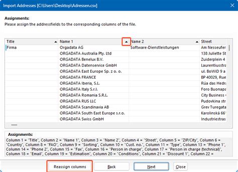 Address Database Orgadata Online Help System