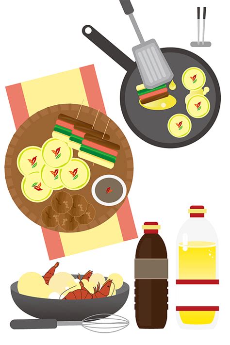 유토이미지 명절 음식 요리하기 일러스트