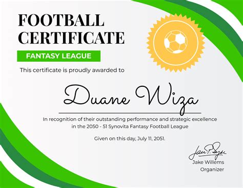 Free Printable Football Certificate Templates To Customize Online