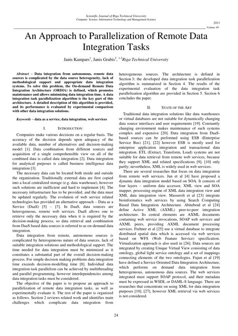 Pdf An Approach To Parallelization Of Remote Data Integration Tasks