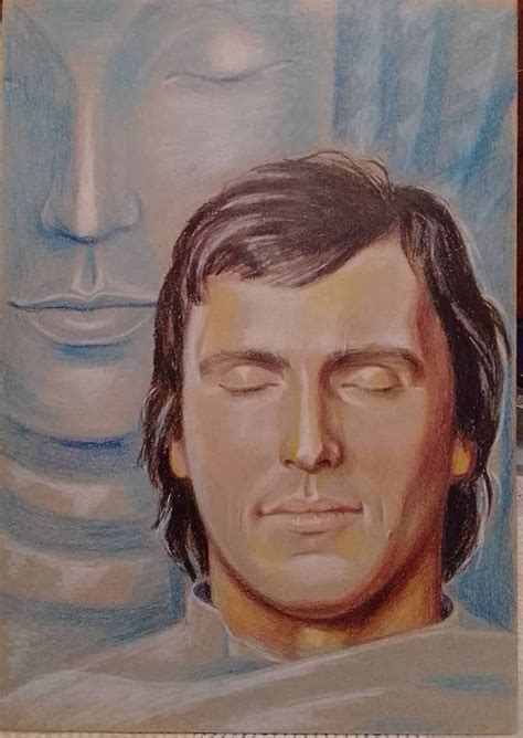 Картина «Медитативный» ДВП / Оргалит, Цветной карандаш 2023 г.