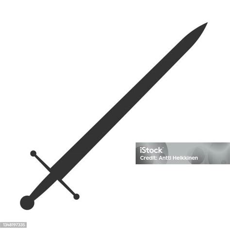 검 벡터 그림 아이콘입니다 군사 또는 전령 기호 보호 및 보안 표지판 중세 또는 기사 무기 판타지 롱소드 로고 클립 아트 실루엣