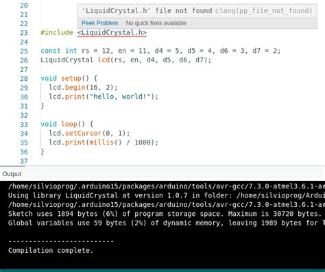 Editor Error Liquidcrystalh File Not Found Clangppfilenotfound · Issue 384 · Arduino