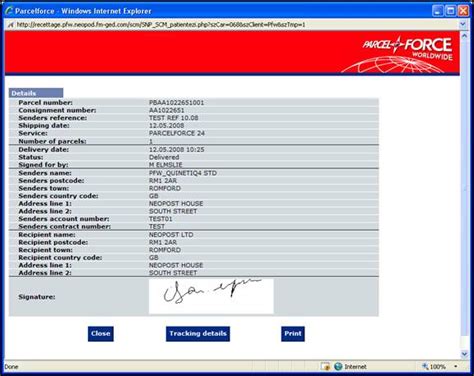 Parcelforce Worldwide Reporting
