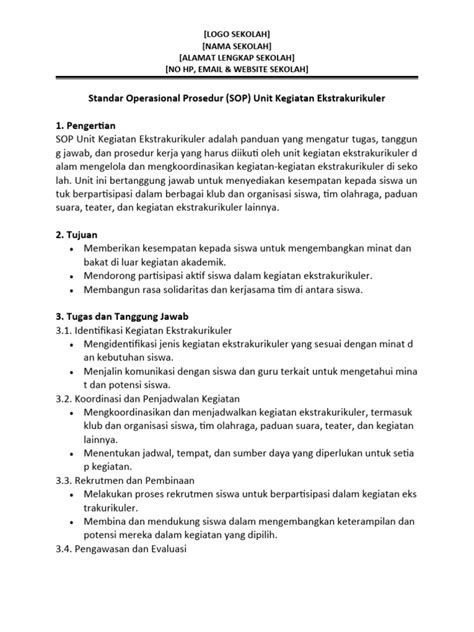 Sop Unit Kegiatan Ekstrakurikuler Pdf