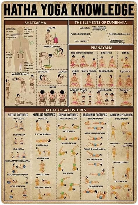 Amazon Com Hatha Yoga Knowledge Metal Signs Hatha Yoga Infographics Reading Posters Yoga