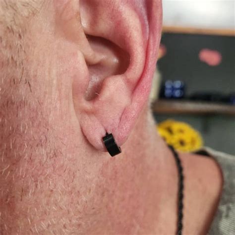 Mens Earrings Black Huggie Hoop Ear Cartilage Helix Tragus Daith Rook Snug Piercing Guys