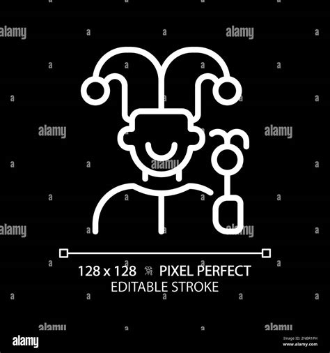 Jester Pixel Perfect White Linear Icon For Dark Theme Stock Vector Image And Art Alamy