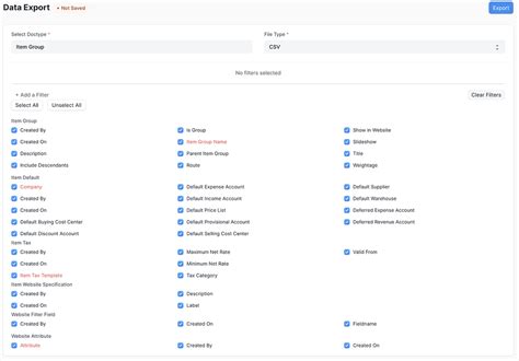 Data Export Tool Is Missing Field Shown In Documentation ERPNext Frappe Forum