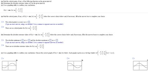 Solved F X Sin X On A Find The Critical Chegg Com