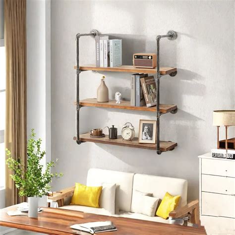 Williston Forge Pipe Shelves Industrial Pipe Shelving Shelves Real Wood