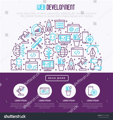 Web Development Concept Half Circle Thin Stock Vector Royalty Free 741326989 Shutterstock