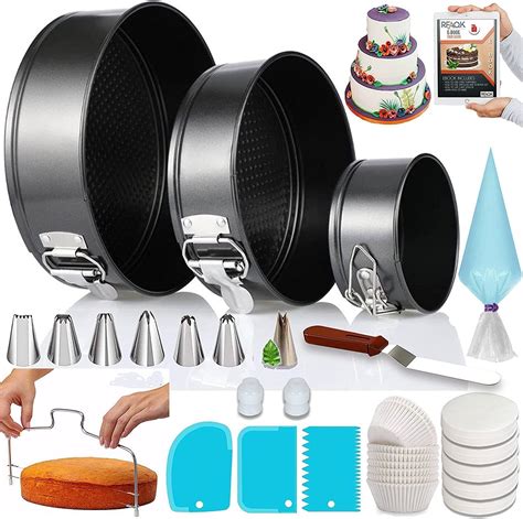 100 Pieces Cake Pan Sets For Baking Cake Decorating Kit 3 Non Stick