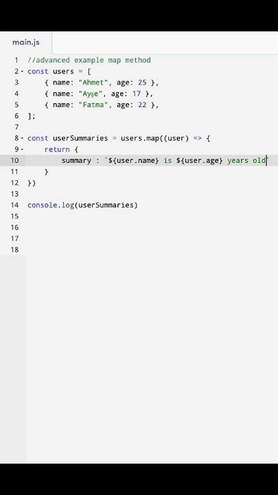 Javascript Map Method Advanced Example Coding Shorts Javascript Webdevelopment Excel