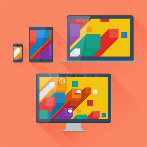 Vector Illustration Of User Interface On Digital Devices Stock