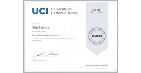 Sujal Arora On Linkedin Completion Certificate For Interfacing With The Raspberry Pi