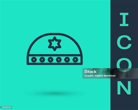 녹색 배경에 고립 된 데이비드 아이콘의 별과 검은 선 유대인 키파 유대인 야물케 모자 벡터 일러스트레이션 12월에 대한 스톡 벡터 아트 및 기타 이미지 Istock