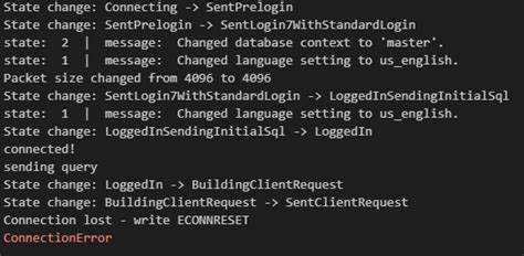 connection lost · issue 906 · tediousjs tedious · github