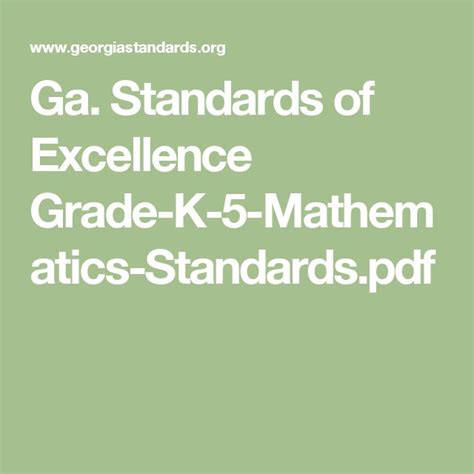 Ga Standards Of Excellence Grade K 5 Mathematics Standardspdf