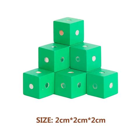 5 шт пакет 2x2 см Цвет Фул деревянные магнитные кубики строительные блоки с закругленными