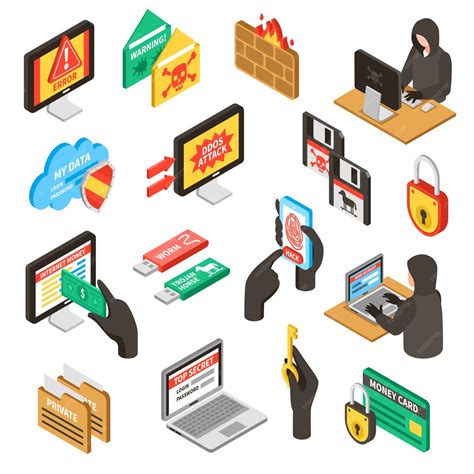 Free Vector Internet Hacker 3d Isometric Set