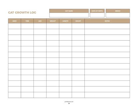 Kitten Growth Charts Printable 16 Free Cat Growth Trackers