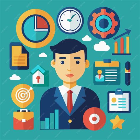 Flat Design Icons Depicting Business Strategy Premium Ai Generated Vector