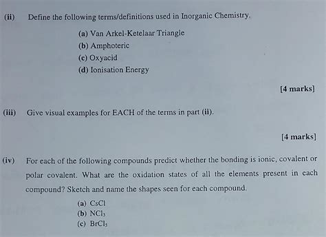 solved ii define the following terms definitions used in