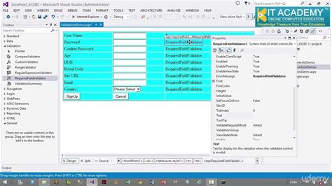 Working With Requiredfieldvalidator And Validationsummary Youtube
