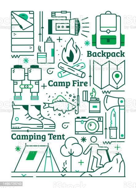 야외 및 캠핑 관련 디자인 디자인을 편집할 수 있으며 색상을 변경할 수 있습니다 브로셔 표지 전단지 및 연례 보고서를 위한 최신 벡터 템플릿입니다 관광에 대한 스톡 벡터